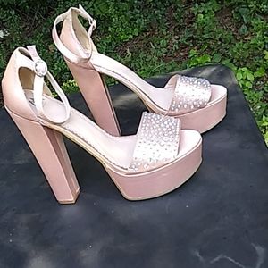 Shoe Dazzle | Shoes | Pink Rhinestone Platform Heels | Poshmark